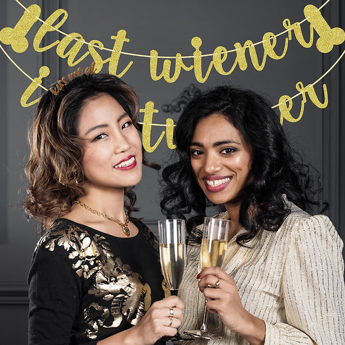 Funny Bachelorette Banner, Bachelorette Party Banner, Funny Bridal Shower Decorations, Bachelorette Party Decorations Supplies (Gold Glitter)