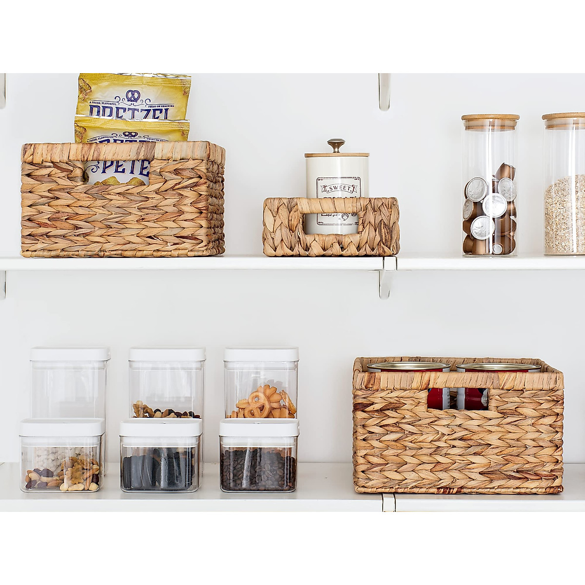 StorageWorks Wicker Storage Basket, Wicker Toilet Basket Tank Topper, Toilet Paper Basket for Back of Toilet Tank Top