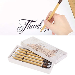Yosoo Health Gear Bamboo Dip Pens, 5Pcs Dip Pens Calligraphy Pens, Handcrafted Manga Calligraphy Vintage Bamboo Drawing Painting Kit School Supplies(#1)