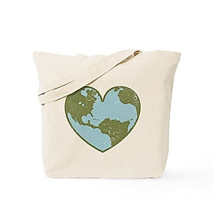 CafePress Earth Love Tote Bag Natural Canvas Tote Bag, Reusable Shopping Bag