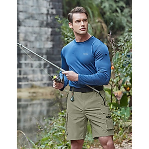 Pausel Men's Hiking Tactical Shorts Cargo Quick Dry Outdoor Golf Shorts with 5 Pockets for Athletic Fishing Travel Light Military Green S