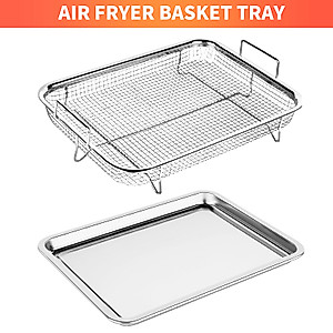 Air Fryer Basket | 12.8" x 9.6" Stainless Steel Non-toxic Basket with Tray | Airfry Toaster Oven Accessories