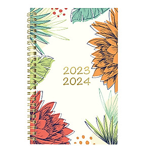 Blueline Essential Academic Weekly/Monthly Planner, 13 Months, July 2023 to July 2024, Gold Twin-Wire Binding, Poly Cover, 8" x 5", Tropical Design, Breeze (CA114PM.01-24)