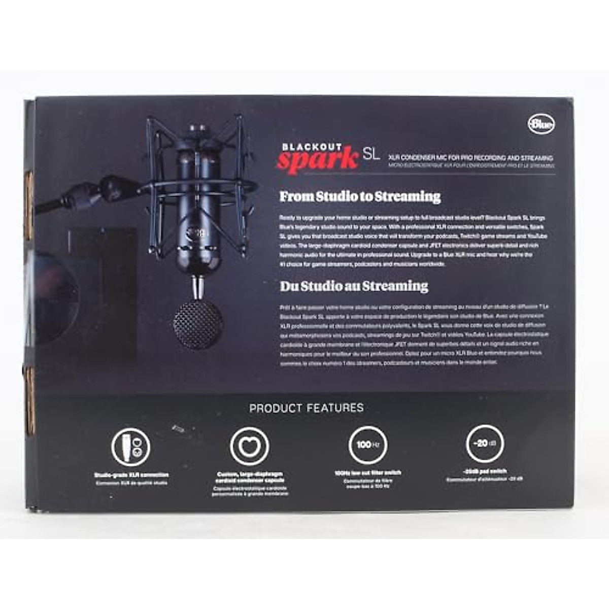 Blue Microphone Blackout Spark SL XLR Condenser Microphone Recording, Streaming, Podcasting, Gaming, Large-Diaphragm Cardioid Capsule, Shockmount and Protective Case