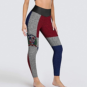 Womens Fashion Yoga Dominican Flag Slim Pants Exercise Yoga Pants Workout Leggings for Womens Running Pants S