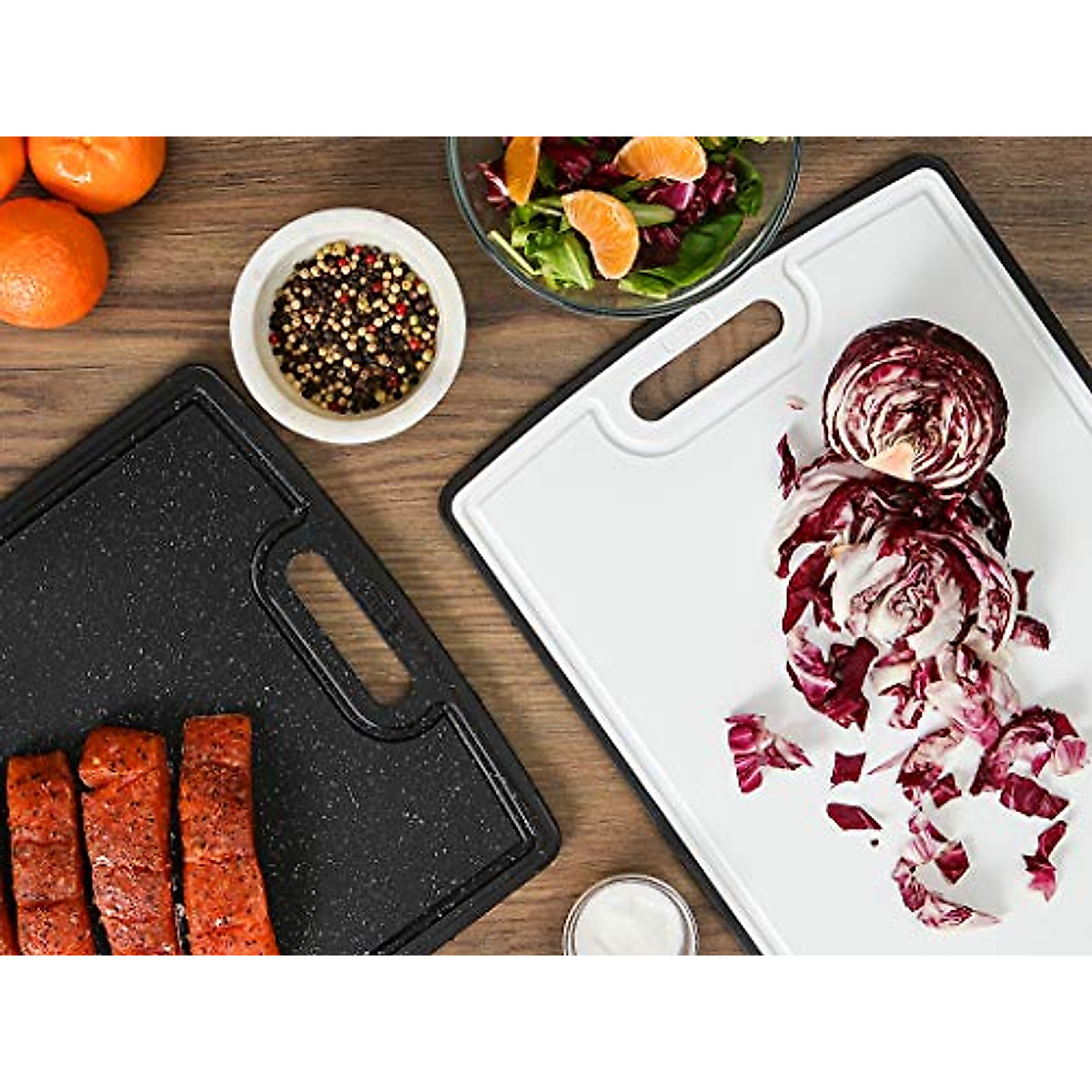 Dexas PolyDuO Reversible Cutting Board, 8.5 x 11 Inches, White and Midnight Granite