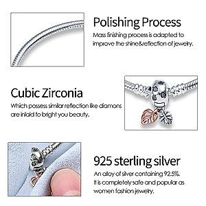 KUNSIR 925 Sterling Silver Snake Chain Bracelet with Lucky Leaf Charm Bracelets for Women Teen