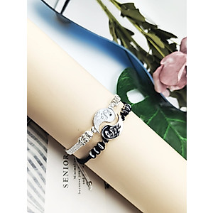 INENIMARTJ 4Pcs Yin Yang Matching Dragon Bracelet Necklaces Set for Women Men,Yin Yang Couple Bracelet Pendant Necklaces for Bff Best Friend (C 4P)