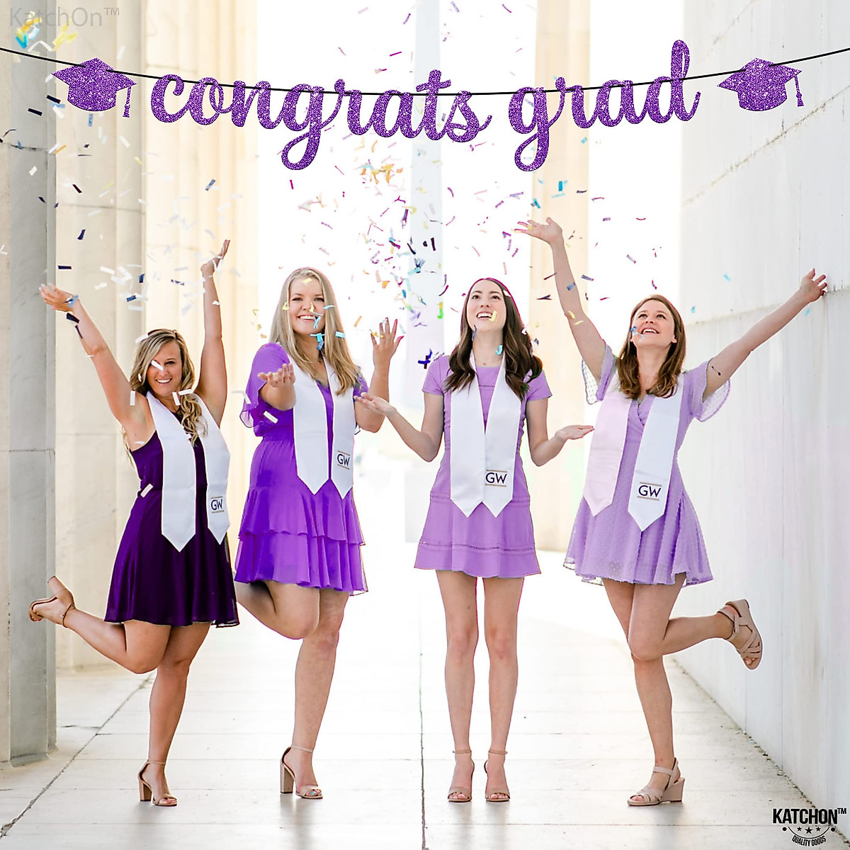 KatchOn, Glitter Congrats Grad Banner Purple - 10 Feet, No DIY Graduation Banner | Congratulations Banner, 2024 graduation party decorations | Graduation Backdrop, Graduation Decorations Class of 2024