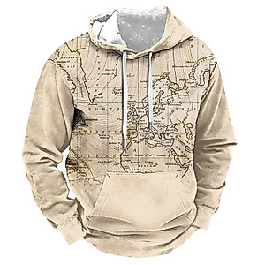 Y2K Hoodie, Men'S Graphic Letter Print Pullover Hoodies Long Sleeve Sweatshirt Tops Mens Pink Hoodie Pullover Men Fashion Devil Hoodie Mgk Trendy For 2023 Hoodie (L, Khaki)