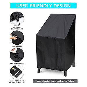 HENAYUK Outdoor Chair Covers-2 Pack Waterproof Garden Patio Chair Covers Dust Proof, Rainproof and Snow Proof High Back Patio Stacking Chair Covers 47×25×25×27.5 in Outdoor Furniture Cover