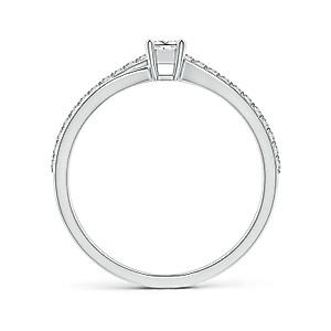 Angara Princess Cut Natural Diamond Promise Ring for Women in 925 Sterling Silver (0.19 ct, Color-I-J, Clarity-I1-I2, Ring size -6.5) - April Birthstone Jewelry fo Her