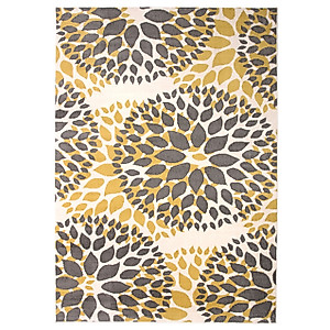 Rugshop Modern Floral Circles Design for Living Room,Bedroom,Home Office,Kitchen Non Shedding Area Rug 5' x 7' Yellow