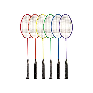 Champion Sports All Steel Shaft and Frame Badminton Racket - Set of Six Colors