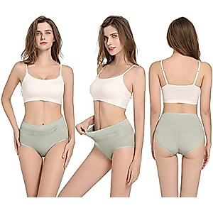 HAVVIS Women's Briefs Underwear Cotton High Waist Tummy Control Panties Rose Jacquard Ladies Panty Multipack (Brief 05-8 Pack - Assorted Colors, Medium)