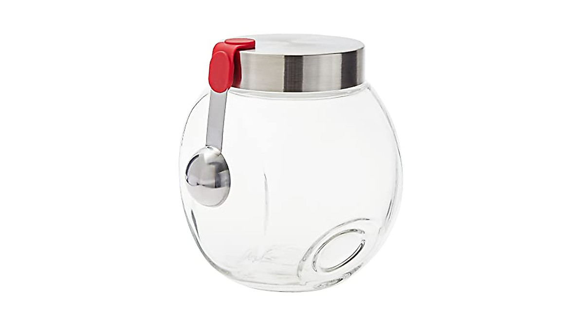 Glass Jar Candy Dispenser with Scoop and Stainless Steel Lid, Penny Jar ...