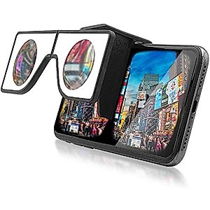 Portable Virtual Reality VR Glasses - Patented Mini Pocket-Sized Headset with Travel Case | Foldable, Portable Head Sets for iPhone & Android, Enjoy 360 VR Videos (White)