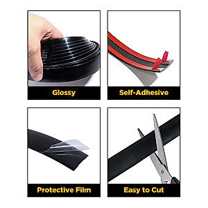 ESEWALAS 16Ft Self Adhesive PVC Car Decal Sticker,Automotive Edge Lip Protect Sticker,Car Exterior and Interior Molding Trim,Scratchproof Tape,Decorative Strip (1inch)