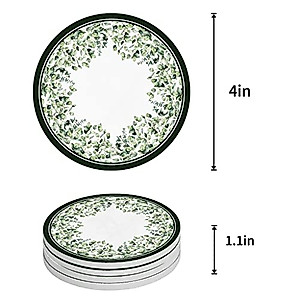 QUANJJ Eucalyptus Leaves Coasters Ceramic Set Round Absorbent Drink Coaster Coffee Tea Cup Placemats Table Mat (Color : D, Size : 8pcs)