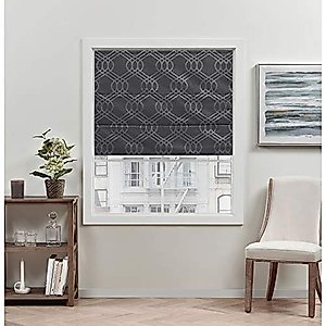 Exclusive Home Curtains Prague Trellis 100% Blackout Polyester Roman Shade, 23"x64", Grey