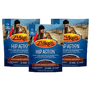 Zuke's Hip Action Dog Treats Peanut Butter and Oats Recipe, 6 Ounces (3 Pack)