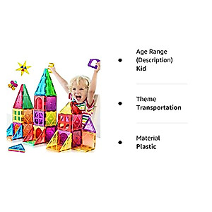 Toys for 3 4 5 6 7 8+Year Old Boys Girls Colorful Magnetic Tiles for Kids Ages 4-8 Upgrade STEM Educational Creativity Stacking Magnetic Building Blocks Set for Toddlers Child Ages 3-5 Birthday Gifts