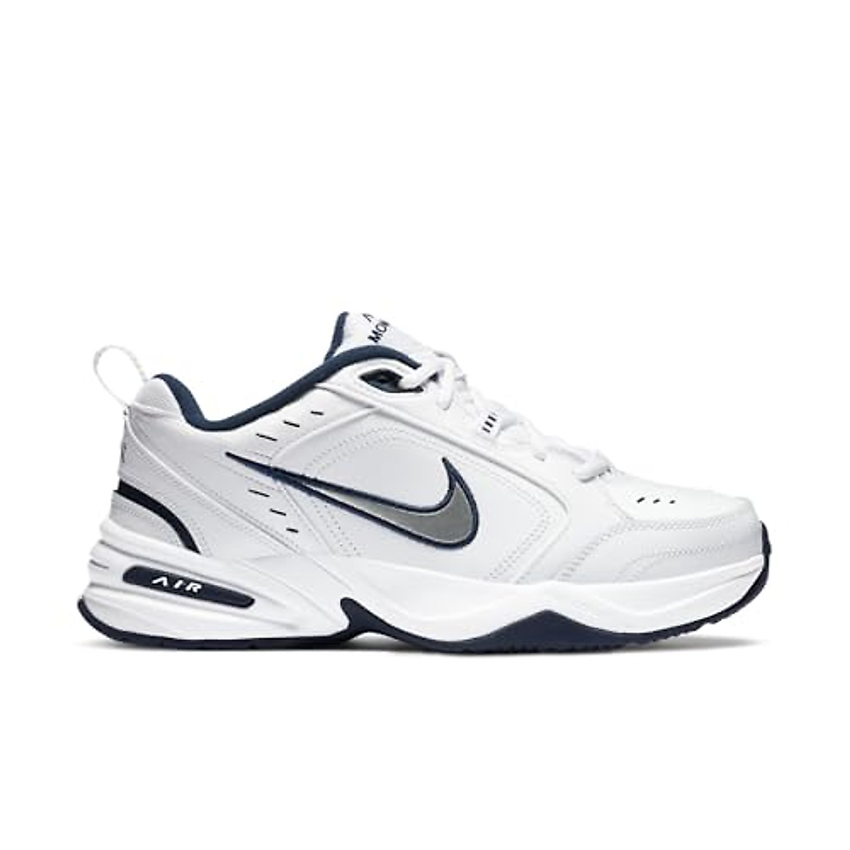 Nike Men's Air Monarch IV Cross Trainer, White/Metallic Silver/Midnight Navy, 8.5