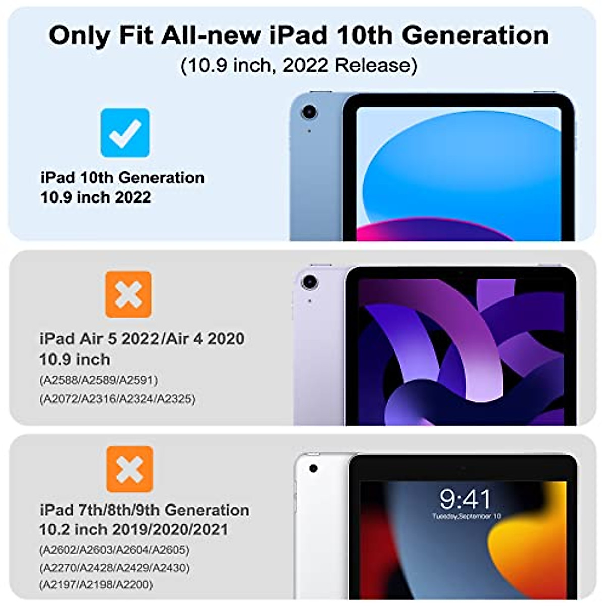 TiMOVO Case for iPad 10th Generation Case 2022, Slim Stand Case for iPad 10.9 inch, Soft TPU Back Cover, Smart Folio Protective Leather Case Fit iPad 10 - Abyss Blue