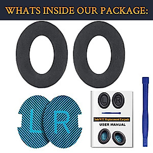 SoloWIT Cooling-Gel Earpads Cushions for Bose Headphones, Replacement Ear Pads for Bose QuietComfort 15 QC15 QC25 QC2 QC35/Ae2 Ae2i Ae2w/SoundTrue & SoundLink Around-Ear & Around-Ear II (Blue&Black)