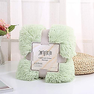 Plush Super Soft Blanket Bedding Sofa Cover Furry Fuzzy Fur Warm Throw Qulit Cozy Couch Blanket for Winter (63"x79", Green)