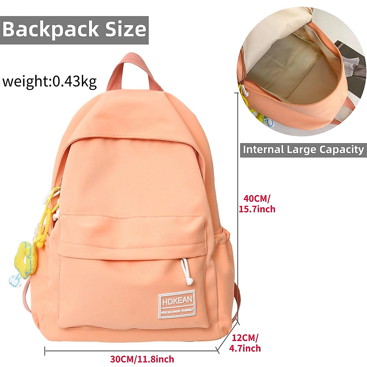 iwhgrmp Kawaii Backpacks Cute Aesthetic Backpack Trendy Lightweight Laptop Travel Backpacks Casual Daypack Street Backpack (White)