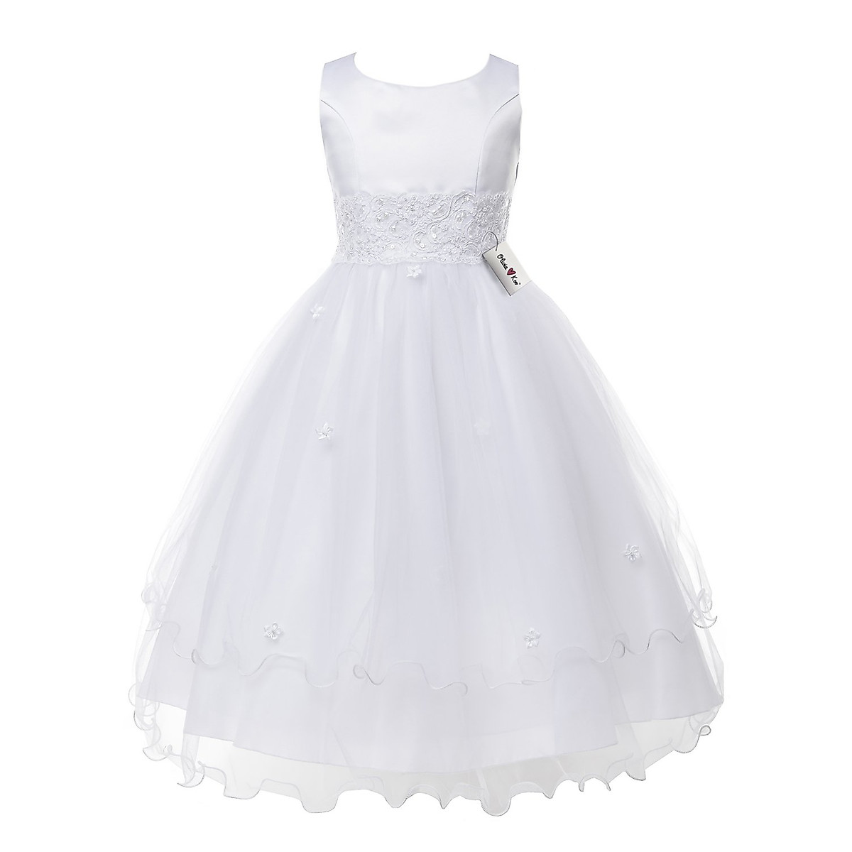 OLIVIA KOO Girls Graceful First Communion Dress (10, White)