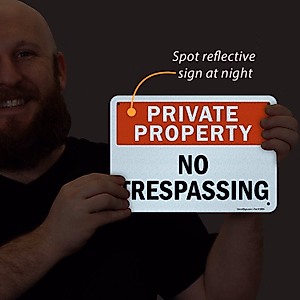 SmartSign 7 x 10 inch “Private Property - No Trespassing” Metal Sign, 40 mil Aluminum 3M Laminated Engineer Grade Reflective Material, Red, Black and White