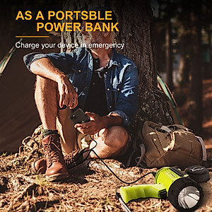 YIERBLUE Rechargeable Spotlight Flashlight with 1000,000 Lumen LED, IP67 Waterproof Long Running Spot Light searchlight, Impact Resistant Handheld Spotlight with Foldable Stand and Detachable Red Lens