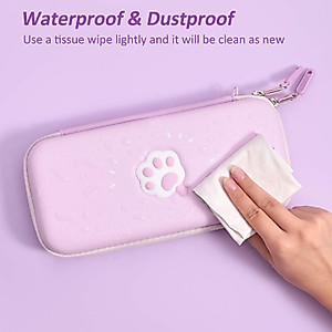 Carrying Case for Nintendo Switch & Switch OLED Portable Travel Bag - Cute Paw Ice Cream Ultra Slim Hard Protective Storage Cover Accessories - with 8 Game Cards Slot & Removable Strap & 4 Thumb Grip