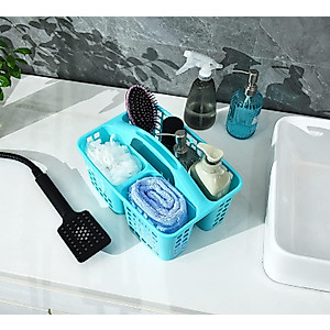 Boxonly Portable Shower Caddy Basket,Convenient Cleaning Supplies Organizer with Compartments and Handle,Ideal for Bathroom, Bedroom, Kitchen, College Dorm,Garden,etc.12.4" x 7.4" x 5.1"Blue