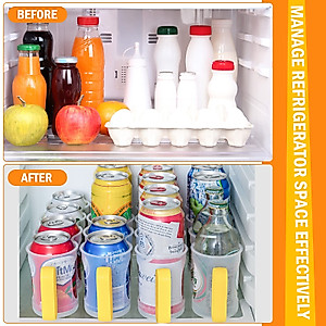 6 Pcs Portable Soda Can Organizer for Refrigerator Shelf Clear Plastic Beer Can Racks with Removable Handle Drink Organizer for Fridge Storage Beer Freezer Beverage Can Holder Soda Dispenser (Yellow)