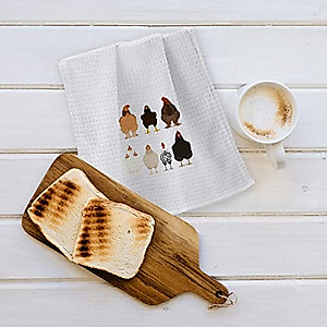 OHSUL Cute Cartoon Chickens Highly Absorbent Kitchen Towels Dish Towels Dish Cloth,Funny Chicken Hand Towels Tea Towel for Bathroom Kitchen Decor,Chicken Lovers Farm Girls Women Gifts