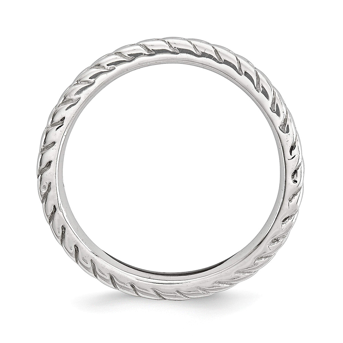 2.25mm Stackable Sterling Silver Curved Wheat Pattern Band, Size 8