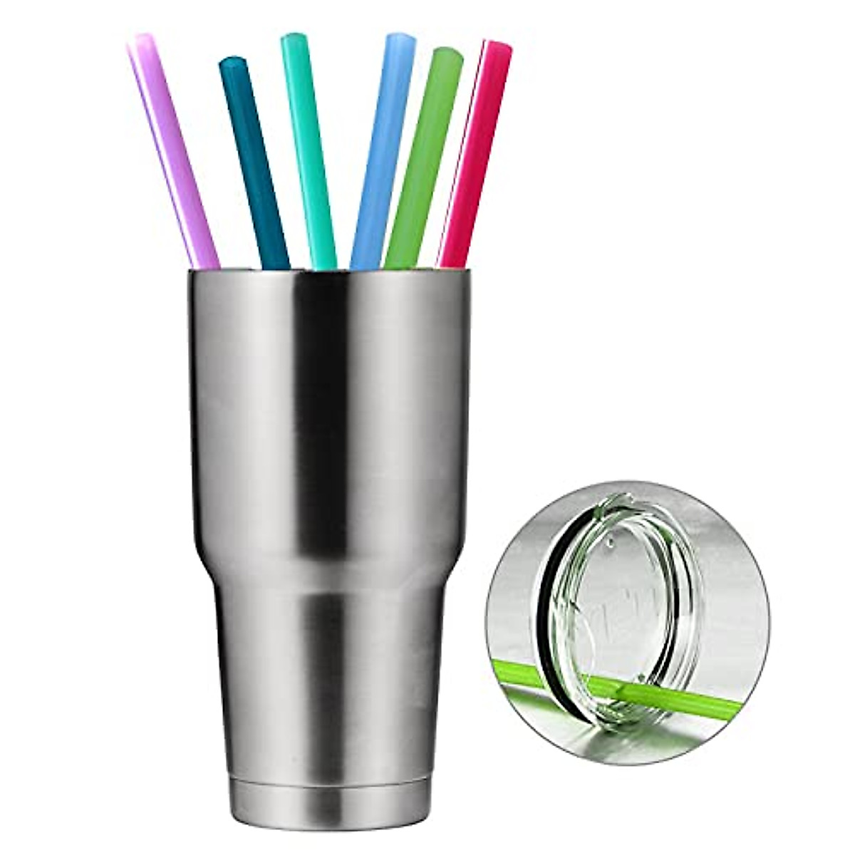 Half Gallon Straw-12 Inch Extra Long Reusable Silicone Straws for 32 oz Tall Tumbler, 40 oz Hydro Flask,64 oz Gallon Water Bottle, Hydro Water Jug YETI RTIC-Flexible Large Big-8 Pack