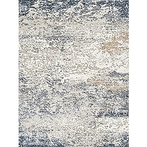Art&Tuft Washable Rug, Anti-Slip Backing Abstract 8x10 Area Rugs, Stain Resistant Rugs for Living Room, Foldable Machine Washable Area Rug (TPR18-Blue, 8'x10')