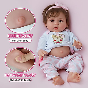 Kaydora Realistic Reborn Baby Dolls - 18 Inch Silicone Baby Girl, Real Life Dolls with Full Body Vinyl, Newborn Lifelike Weighted Doll for Ages 3+ Gift