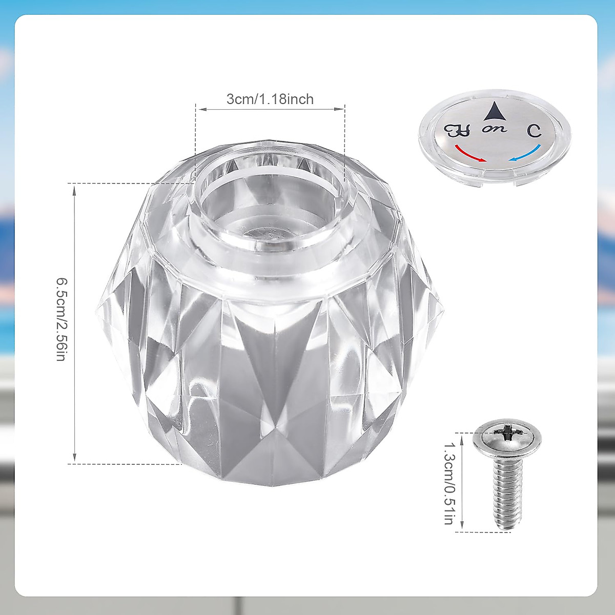 Shower Knob Replacement, Shower Faucet Handle Replacement Single Handle Tub Faucets Replacement Compatible with Delta Faucet RP2391 (Diameter 1.97in, Depth 2.56in, Mouth 0.02x0.01in)