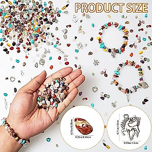 Natural Chip Stones for Bracelet - 400pcs 5mm to 8mm Gemstones Healing Loose Rocks Bead Hole Drilled DIY with 30pcs Silver Charms for Bracelet Necklace Earrings Jewelry Making Craft