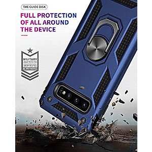 Androgate for Samsung Galaxy S10 Case with HD Screen Protectors, Military-Grade Metal Ring Holder Kickstand 15ft Drop Tested Shockproof Cover Case for Samsung Galaxy S10 (2019) Blue