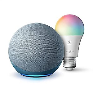 Echo (4th Gen) | Twilight Blue with Sengled Bluetooth Color bulb | Alexa smart home starter kit