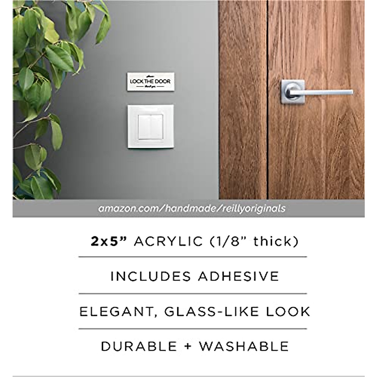 Reilly Originals 2x5 Inch Please Lock Door Sign ~ Ready to Stick ~ Premium, Durable