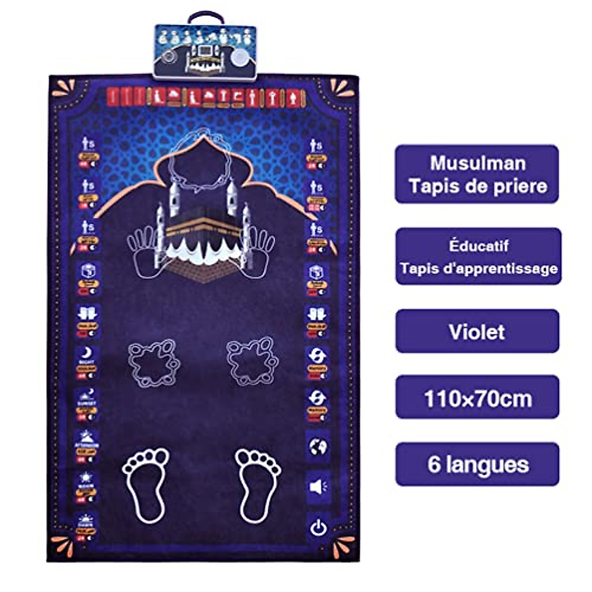 Adult Educational Interactive Prayer Mat-Islamic Gifts Muslim Electronic Interactive Prayer Rug Mat for Children Color Purple
