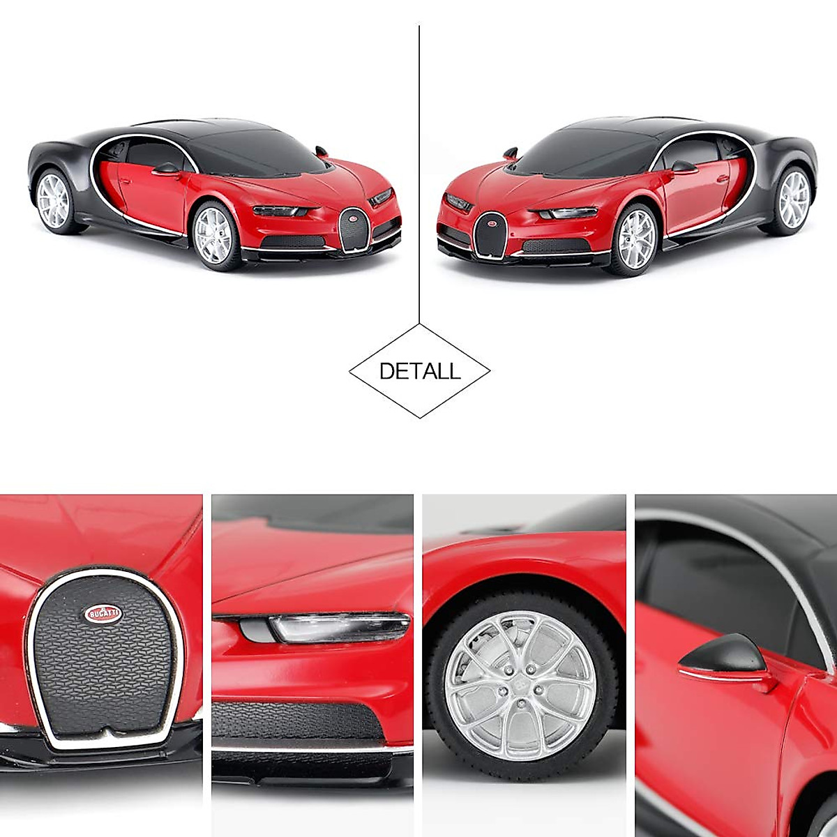 RASTAR Bugatti Toy Car, 1/24 Scale Bugatti Chiron RC Model Car, Red