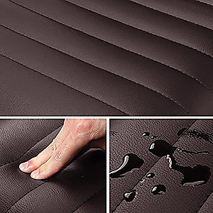 Topeakmart Armless Office Chair Task Chair Leather Ribbered Modern Desk Chair Adjustable Low-Back Swivel Chair w/Rolling Wheels Accent Comfy Working Chair Makeup Chair, Brown